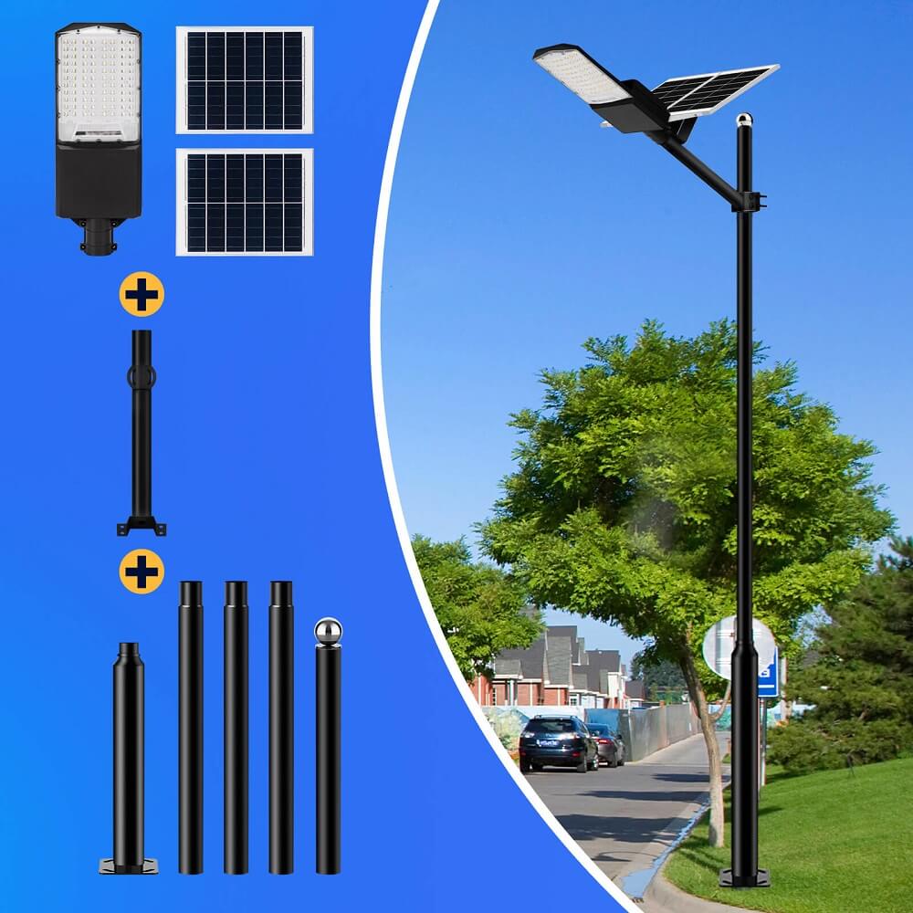 LANGY 1800W solar street light with pole ,solar pole light, solar ...