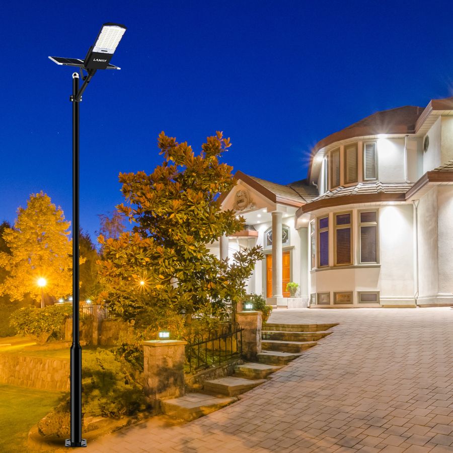 LANGY 1800W solar split street light with pole,solar parking lot light ...